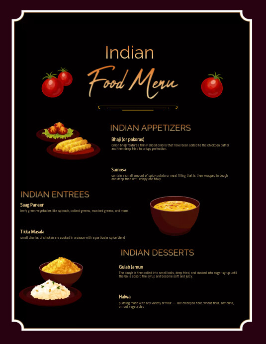 Indian Menu Template | PosterMyWall