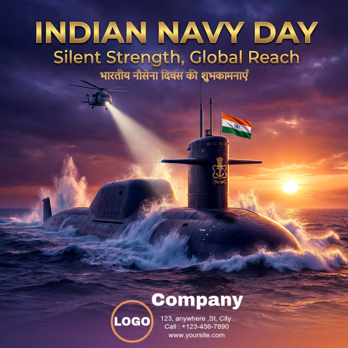 Modèle Indian navy day December 4, in hindi and english free editable ...