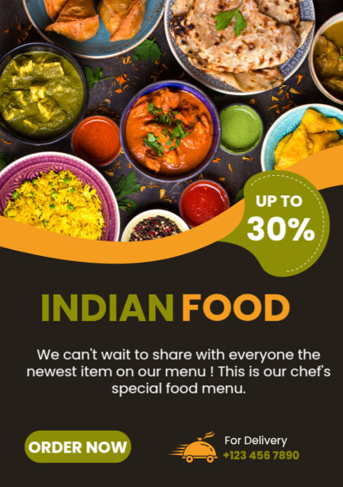 Indian Restaurant Food Menu Poster Template | PosterMyWall