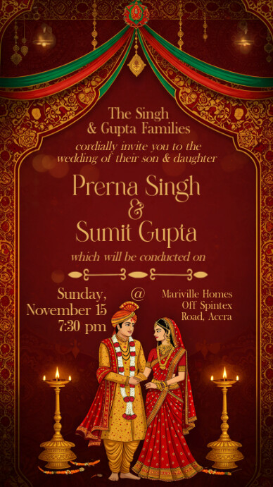 Indian Traditional Wedding Template | PosterMyWall