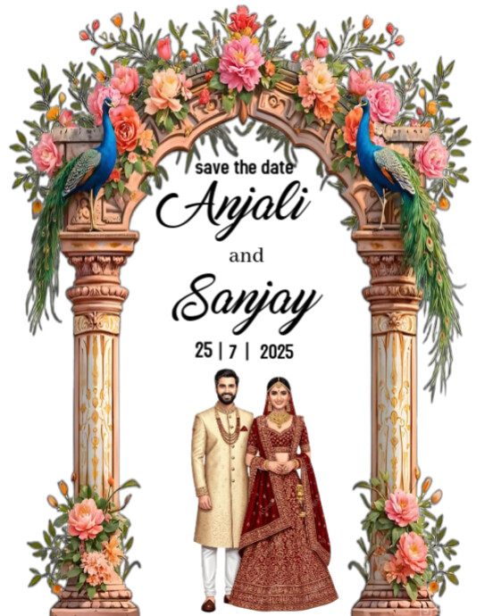 Indian Wedding Invitation Instagram Portrait Template | PosterMyWall