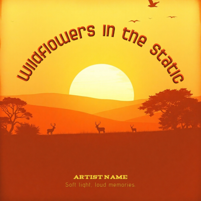 Plantilla de Indie Acoustic Album Cover with Soft Sunset Horizon and ...