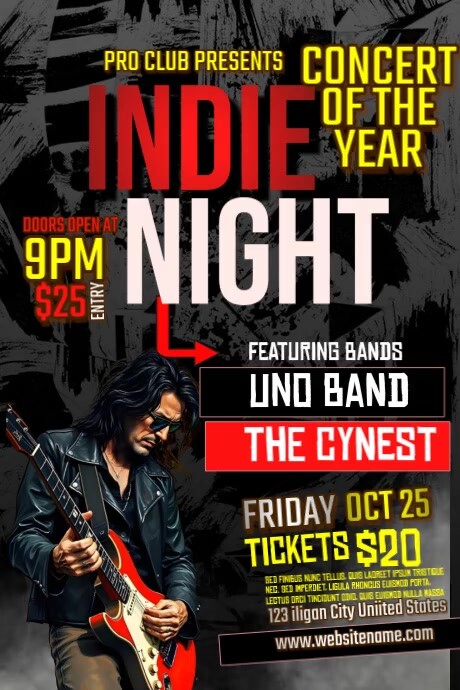 Plantilla de Indie Night Concert of The Year | PosterMyWall