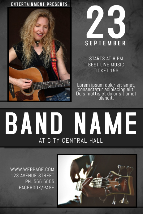 indie rock guitar country band concert singer landscape Template ...