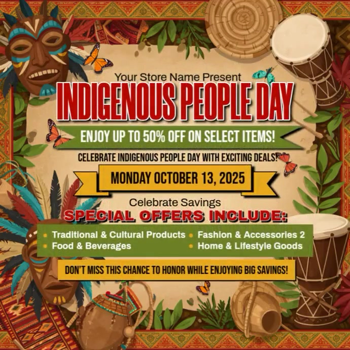 Indigenous People Day Sale Ads Template | PosterMyWall