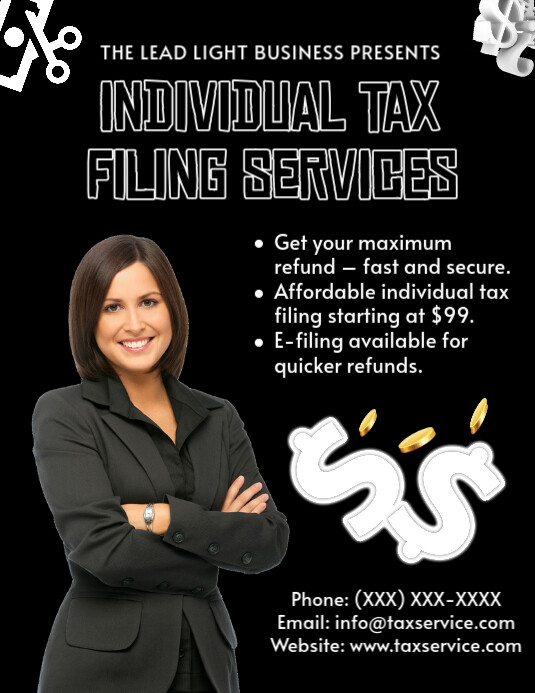 Individual Tax Filing Services Flyer Template | PosterMyWall