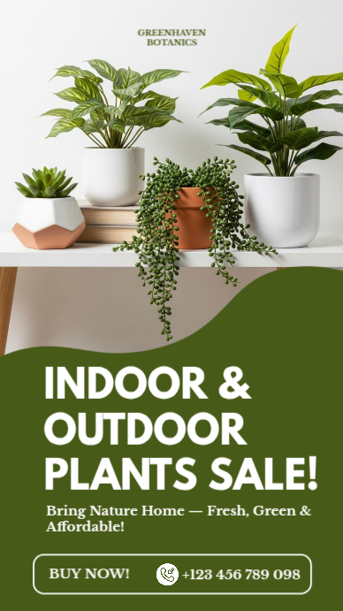 Indoor and Outdoor Plants Poster Template – Modern Greenery and Home ...
