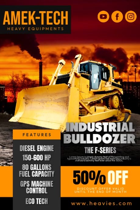 Industrial Bulldozer Template | PosterMyWall