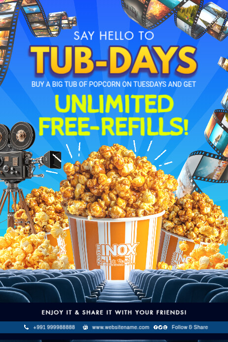 Inox Unlimited Popcorn Day Template | PosterMyWall