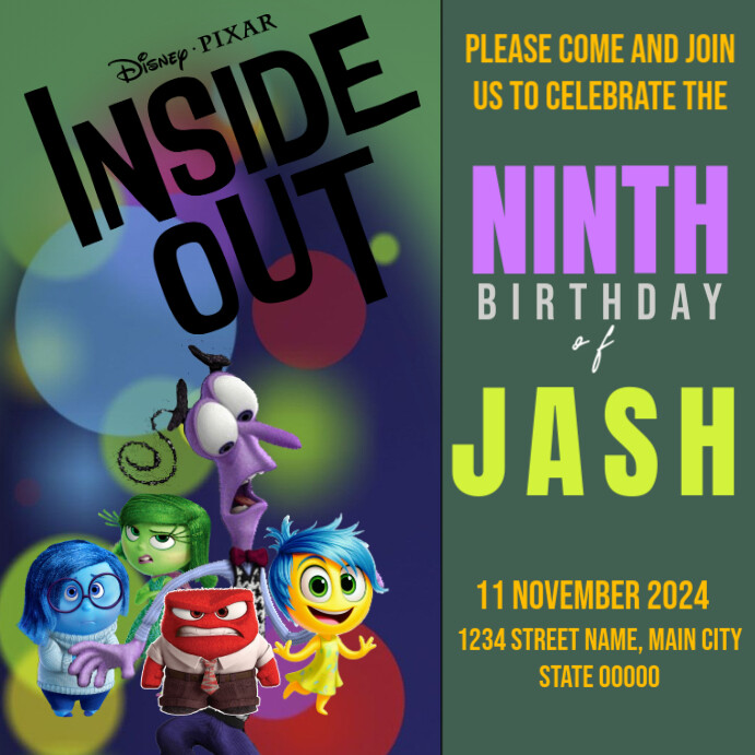 Inside Out Birthday Instagram Post Template | PosterMyWall