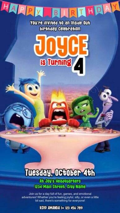 Inside Out-Birthday Invitation Template | PosterMyWall