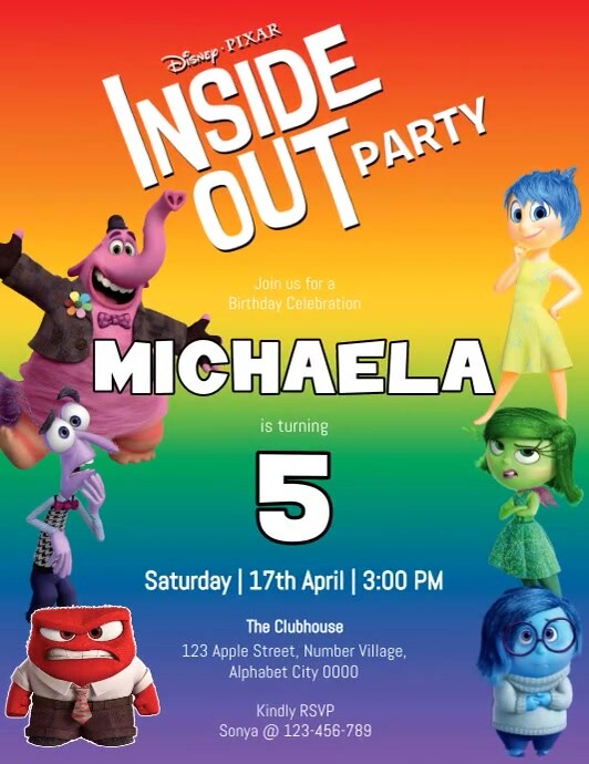 Copy of Inside Out Birthday Invitation Flyer | PosterMyWall