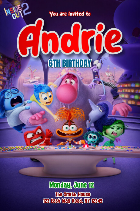 Inside out - Birthday Poster Template | PosterMyWall