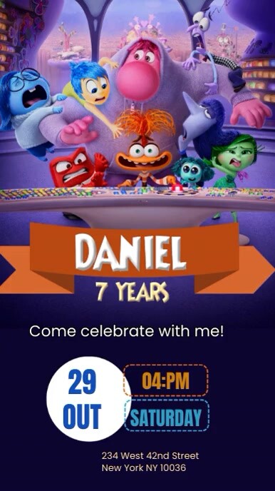 Copy of Inside Out Movie, Purple Funny Children's Inv | PosterMyWall