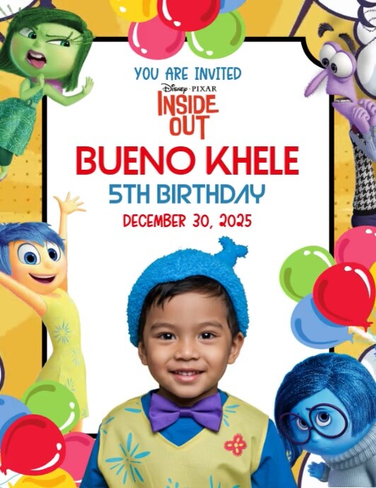 Inside Out Theme Birthday Invitation Template | PosterMyWall