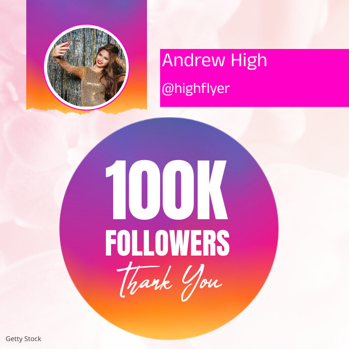 Instagram 100k followers thank you card Template | PosterMyWall
