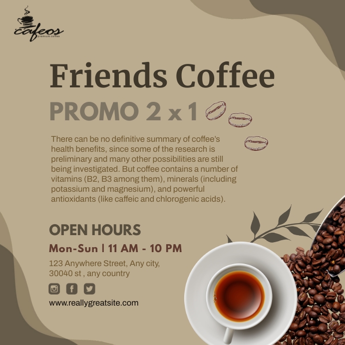 Coffee Shop Ad Instagram Post Template | PosterMyWall