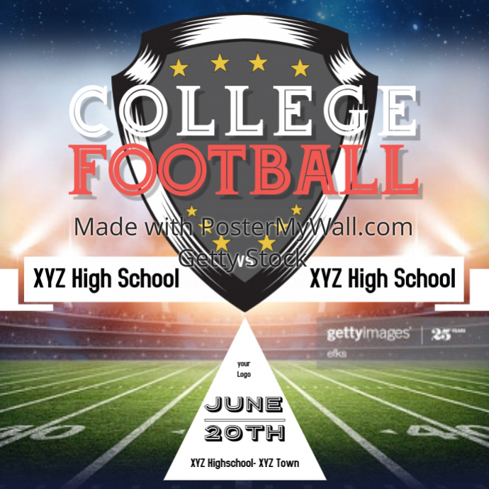 Copy of Instagram Post college footballl Flyer Template Sport ...
