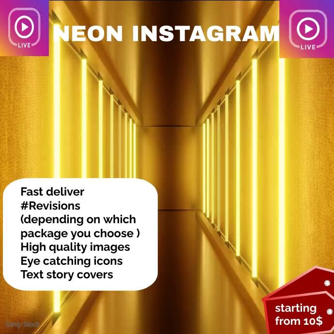 Modèle Instagram post neon video | PosterMyWall