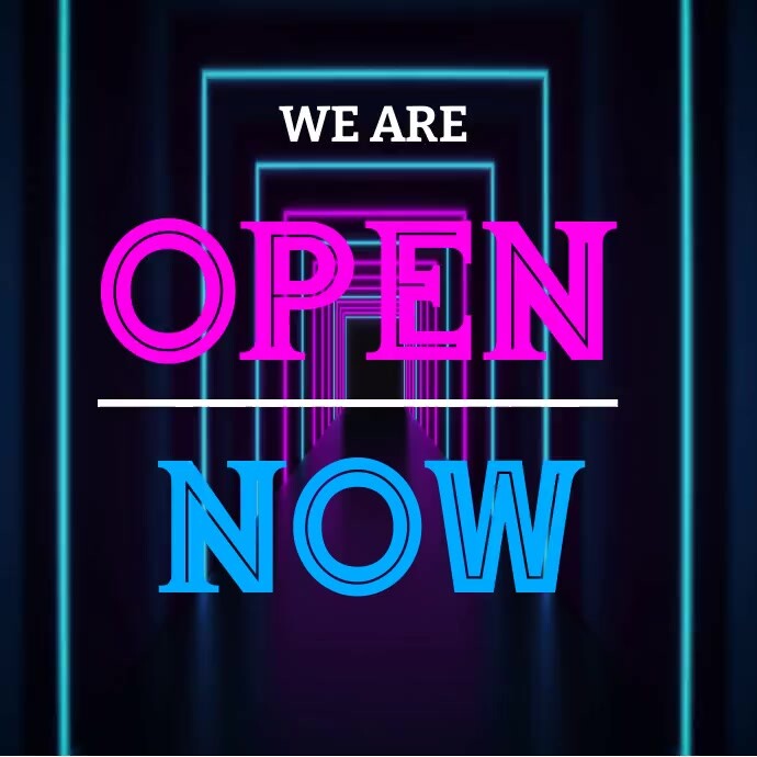 Instagram post open now neon flyer Template | PosterMyWall