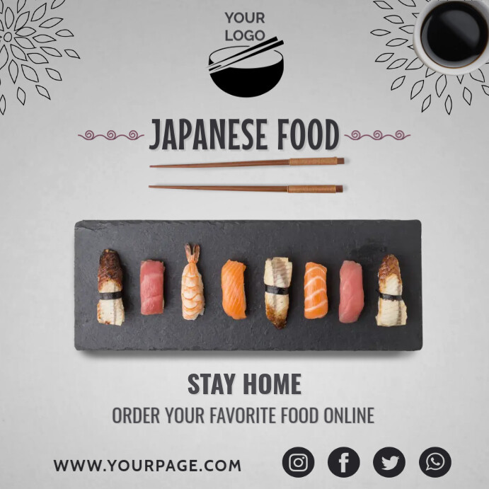 instagram post sushi flyer template | PosterMyWall