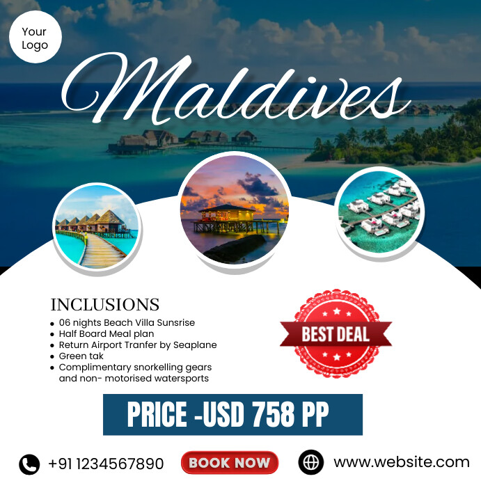 Instagram travel maldives post Template | PosterMyWall