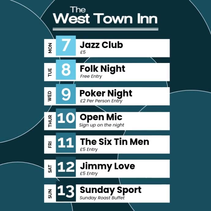 Plantilla de Instagram What's on Weekly Blue Circles Insta | PosterMyWall