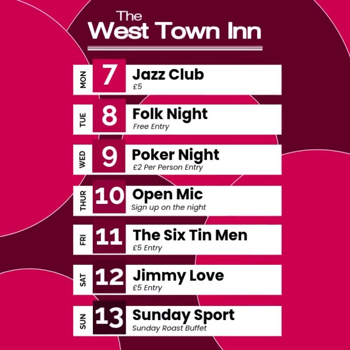 Instagram What's on Weekly Pink Circles Insta Template | PosterMyWall