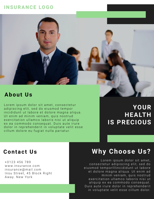 Insurance Business Flyer Editable Template | PosterMyWall