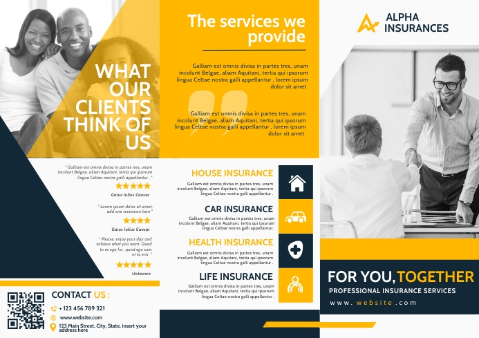 insurance corporate trifold brochure advertis Template | PosterMyWall