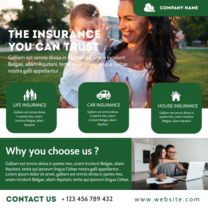 insurance instagram post generic advertisemen Template | PosterMyWall