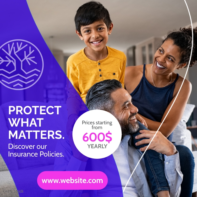 Copy of Insurance services purple and dark blue color | PosterMyWall