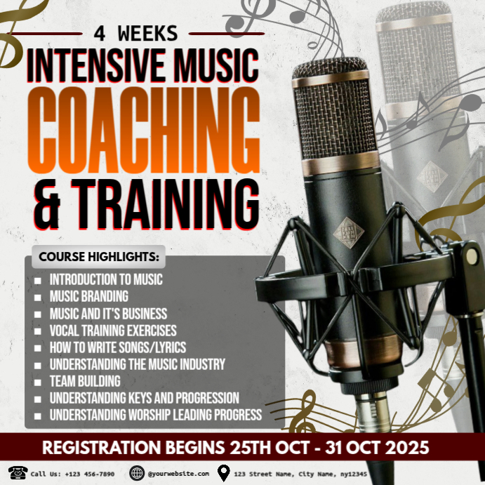 Intensive Music Coaching Poster Design Template | PosterMyWall