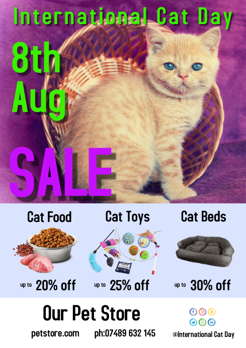 International Cat Day Flyer Template | PosterMyWall