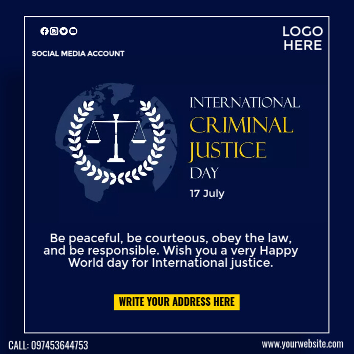 International Criminal Justice Day Template | PosterMyWall