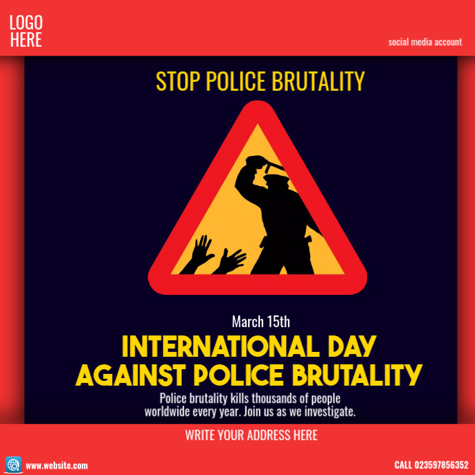 international day against police brutality Templat | PosterMyWall