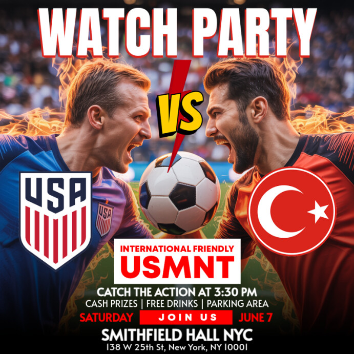 Copy of International Friendlies Soccer 2025 : USA Vs Turkey Watch ...