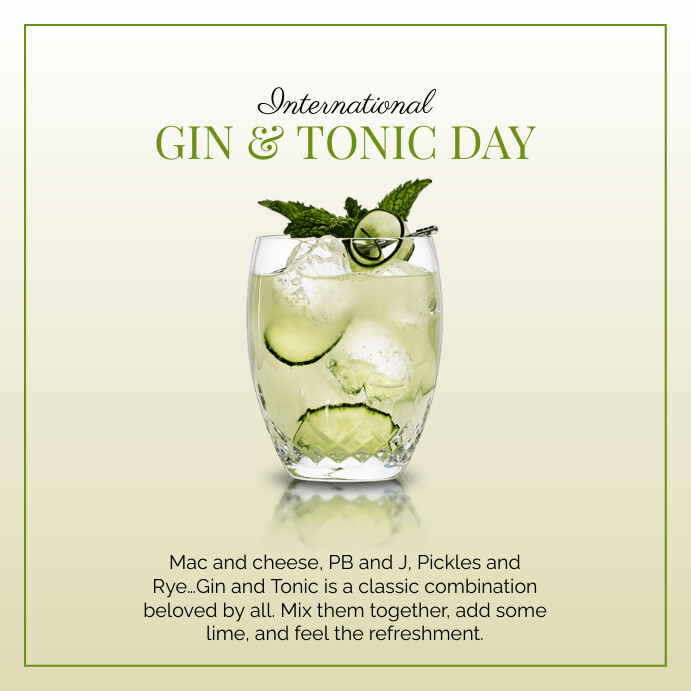 International Gin and Tonic Day Instagram Template | PosterMyWall