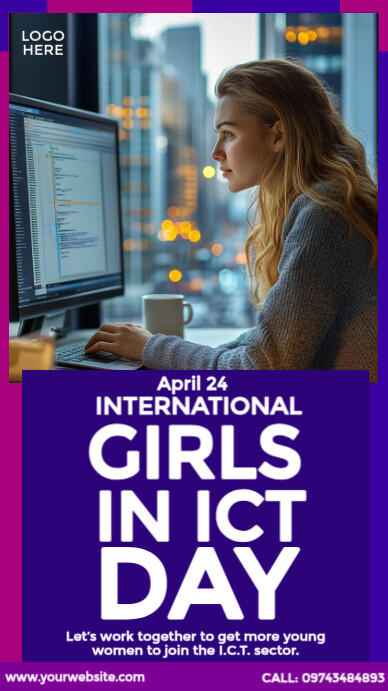 International Girls In ICT Day Ad Template | PosterMyWall