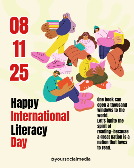International Literacy Day Instagram Portrait Template | PosterMyWall