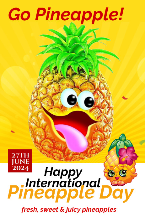 International Pineapple Day Banner 4' × 6' Template | PosterMyWall
