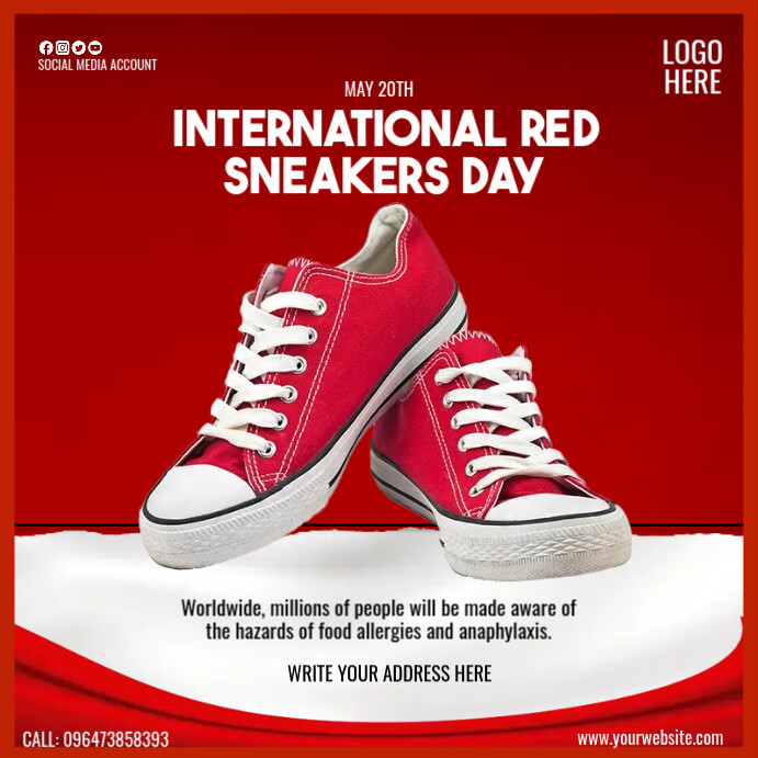 international red sneakers day poster Template | PosterMyWall