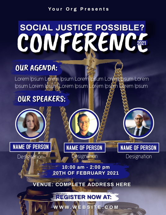 International Social Justice Day Conference p Template | PosterMyWall