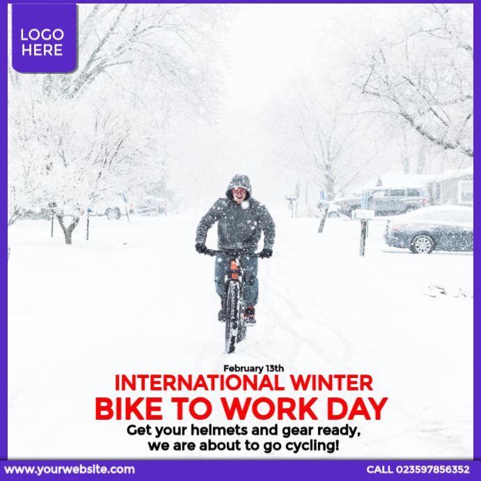 International Winter Bike to Work Day Template | PosterMyWall