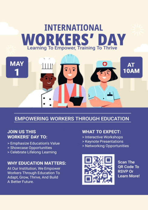 International Worker's Day, May 1st. Template | PosterMyWall
