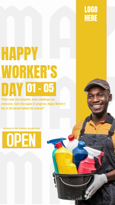 Plantilla de International Workers Day Digital Display (9:16 ...