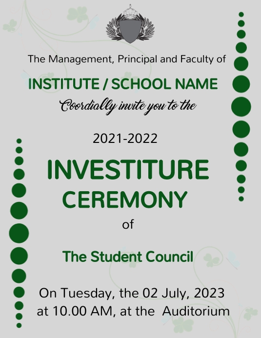 Investiture Ceremony | PosterMyWall