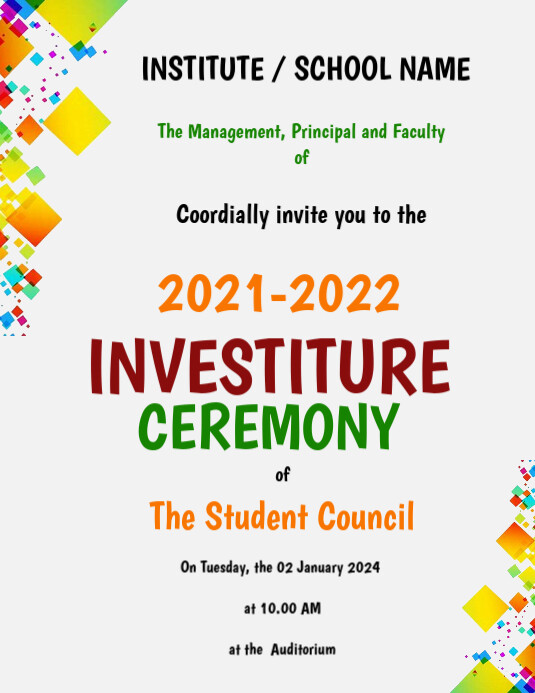 Investiture Ceremony Template | PosterMyWall