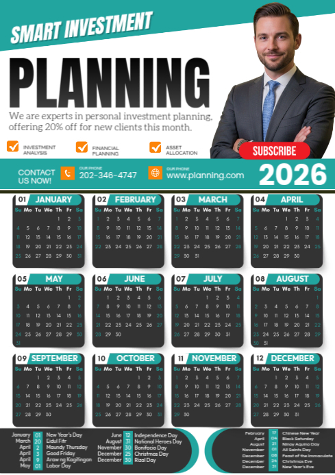 Investment Planning Calendar Template | PosterMyWall
