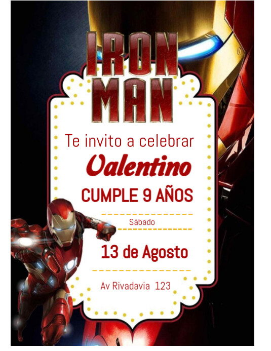 Invitación de cumpleaños Iron man Template | PosterMyWall